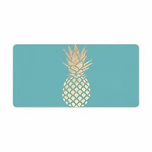 Mouse Pads Gold Pineapple on Teal Desk Mat Gaming Mousepad Non Slip Rubber Mouse Mat for Desk Keyboard, Wireless Mouse, Office Computer