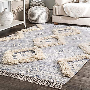 nuLOOM Savannah Moroccan Fringe Area Rug, 6' Square, Blue