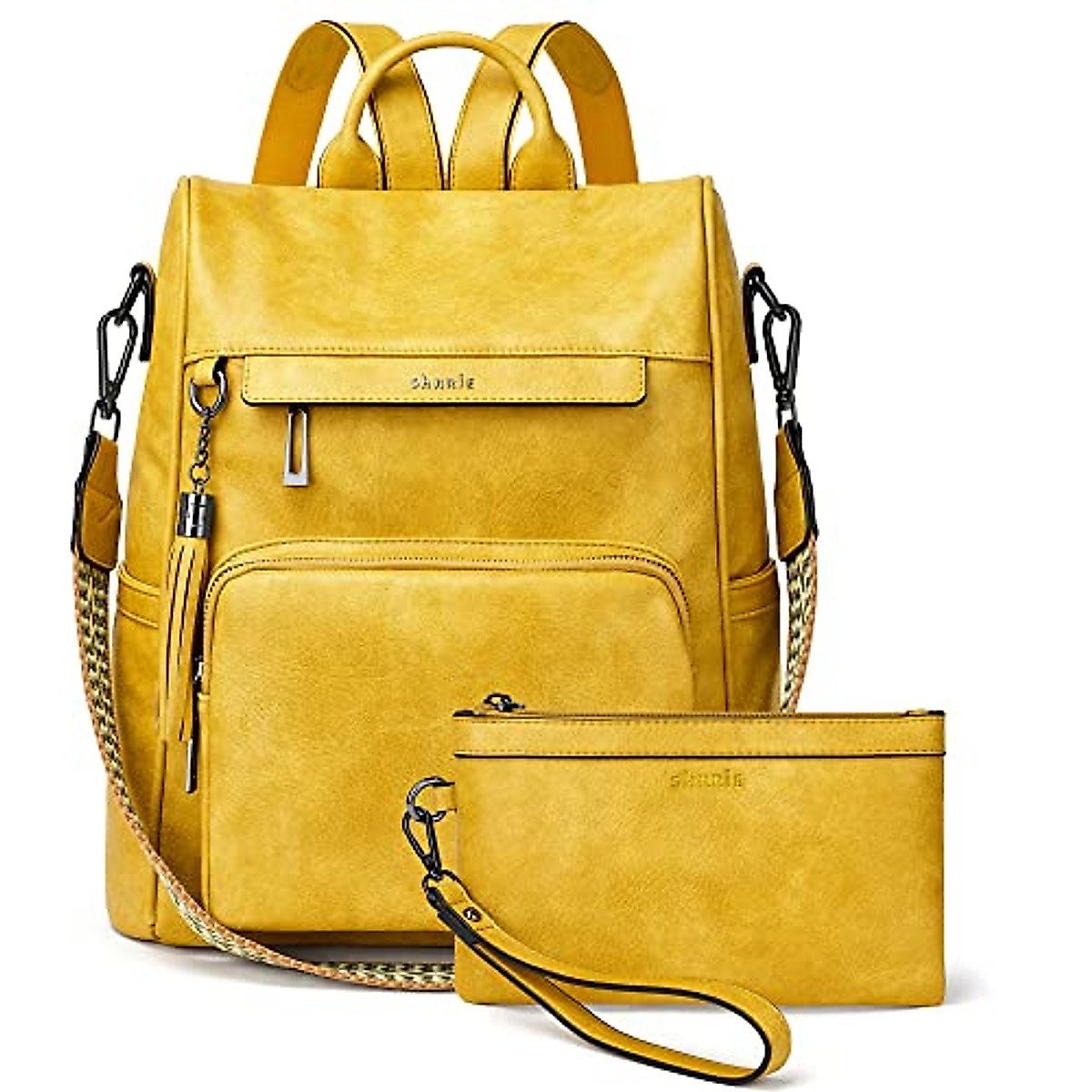 Shrrie Backpack Purse for Women PU Leather Anti-Theft Travel Backpack Purse Fashion Ladies Shoulder Bag with Tassel