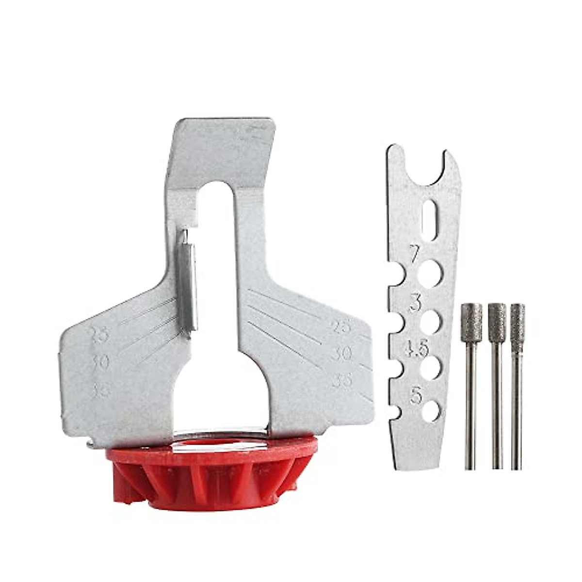 8Pcs Chain Saw Blade Teeth Sharpener Set with Angle Guide and Diamond Burr(red)