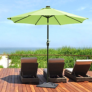 Yescom 9ft 32 Solar Powered LED Light Outdoor Patio Umbrella with 8 Rib Crank Tilt for Table Market Beach Yard Cafe Deck