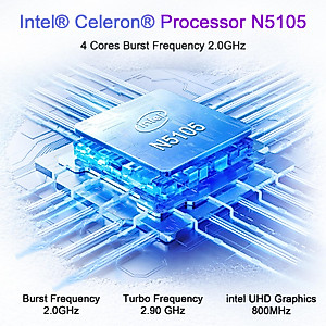 Dual LAN Mini PC, Win 11 Pro, 8GB RAM, 256GB SSD Storage Mini Desktop Computer Intel Celeron Processor N5105, Mini PC for Home/Office