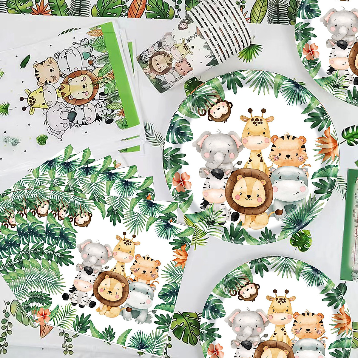 50 Pcs Jungle Safari Animal Napkins Party Disposable Dinner Napkins Animal Paper Napkins Safari Napkins Jungle Themed Party Napkins for Baby Shower Birthday Party