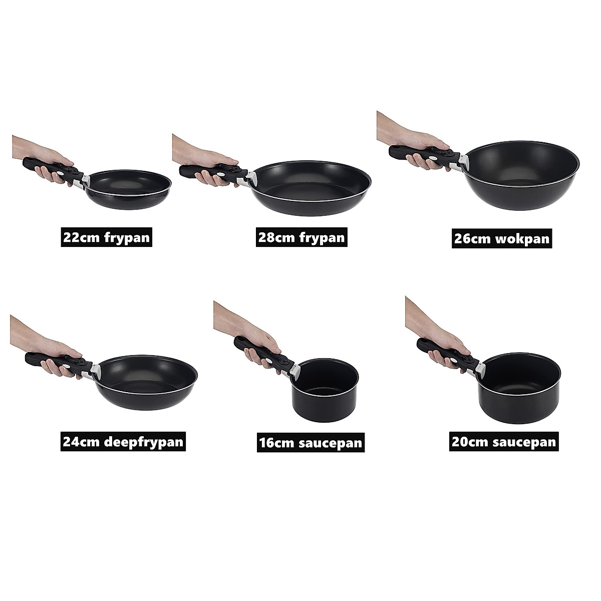 lzteck 23 Pieces Non-Stick Cookware Set,Stackable Pans and Pots Set with Removable Handles, Space Efficient for RVs and Camping,Oven,Induction,Gas,Electric & Stovetops,Dishwasher Safe