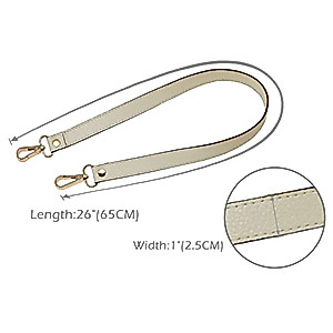 VanEnjoy Full Grain Leather Replacement Strap, 0.98 inch Width Gold Hardware (Beige, Length:24")
