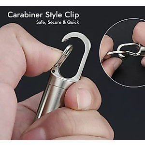 Pill Holder with Carabiner Style Clip, Stainless Steel Pill Fob Keychain (Standard)