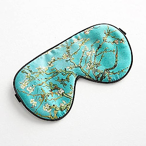 Tim & Tina Silk Sleep Mask for Women Men Comfortable Blindfold Eye Mask with Adjustable Strap for Travel Yoga Nap Shift Work (Green Flower)