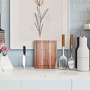 HINDLA Handmade Wooden Cutting Board – 2in1 Acacia Wood Chopping Board & Charcuterie Board Serving Tray – Functional Handmade Butcher Block Wood Cutting Board for Meat and Vegetables – Food Safe