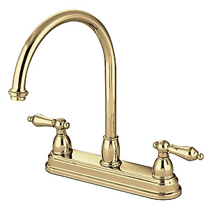 Double Handle Centerset Kitchen Faucet with Metal Lever Handles Finish: Polished Brass