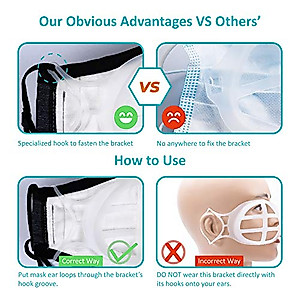 3D Mask Bracket - Mask Insert for Cloth Mask - Mouth Guard for More Breathing Space - Cool Inner Support Frame for Comfortable Wearing | Washable & Reusable 5 Pack
