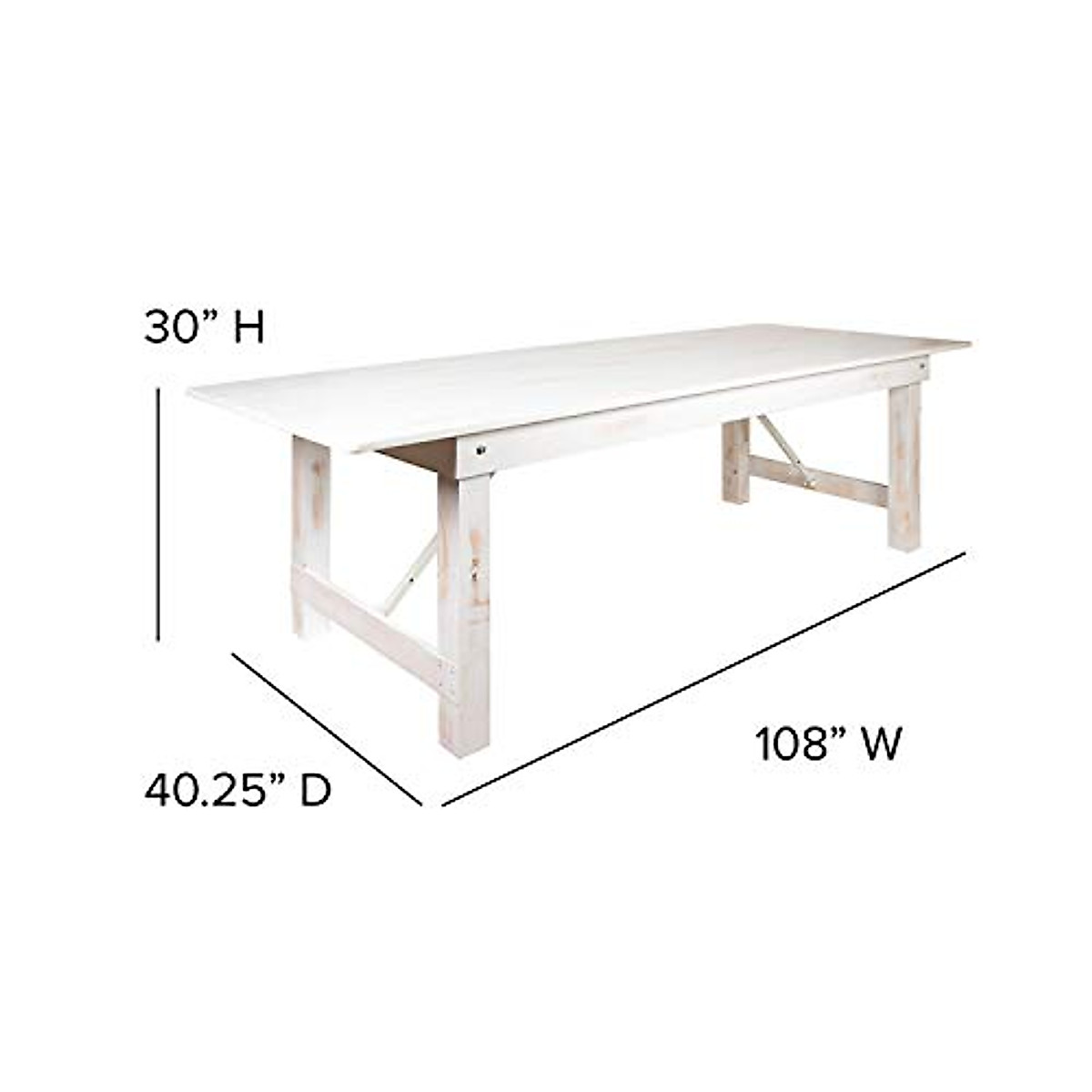 Flash Furniture HERCULES Series 9' x 40" Antique Rustic White Folding Farm Table and Two Bench Set