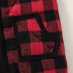 MAMAMI Kid Little Girls Puffer Lightweight Plaid Quilted Vest Cute Winter Outwear Padded Outfit(7-8 Years, Red&Black)