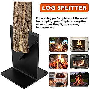 Upgraded Heavy Duty Firewood Kindling Splitter Chipper Cracker Heavy Steel Structure Wood Splitter Wedge Manual Log Splitter for Wood Stove & Fireplace Camping Fire Pits Pizza Oven etc, 10-Pound