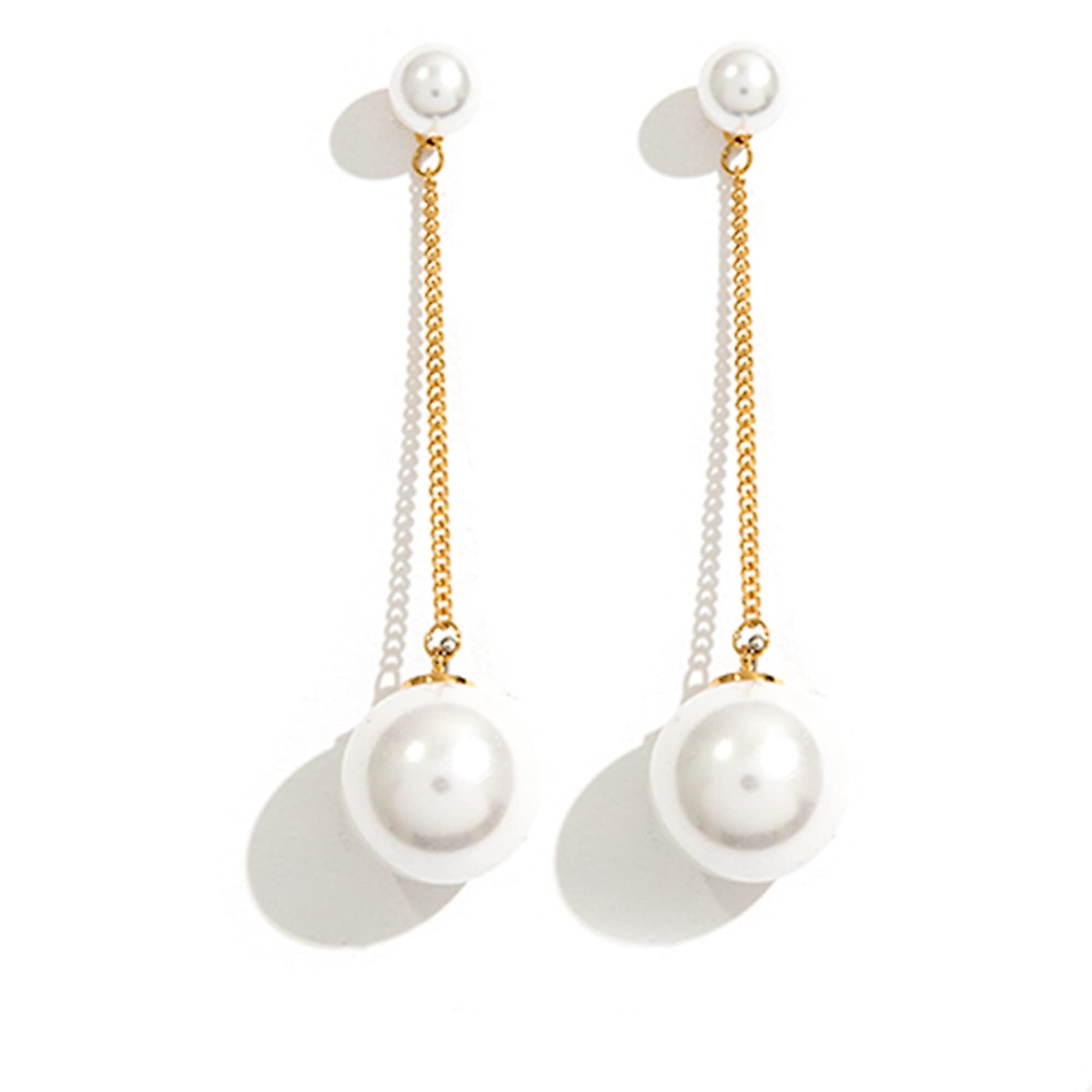 YERTTER Women Vintage Gold Pearl Statement Dangle Earrings Long Big Pearls Drop Earrings for Women