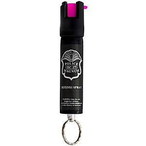 Police Magnum Compact Pepper Spray Self Defense- Strong Built-in Keychain Holder- Made in The USA- 1 Pack 3/4oz Hot Pink Twist Lock Keyring