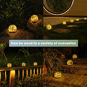 Solar Lights Outdoor Garden Yard Decor Solar Garden Gift Lights Cracked Glass Ball Waterproof Warm White LED Solar Lights Outdoor Decorative for Garden Decor Walkway Patio Yard Lawn, 1 Globe (4.72')