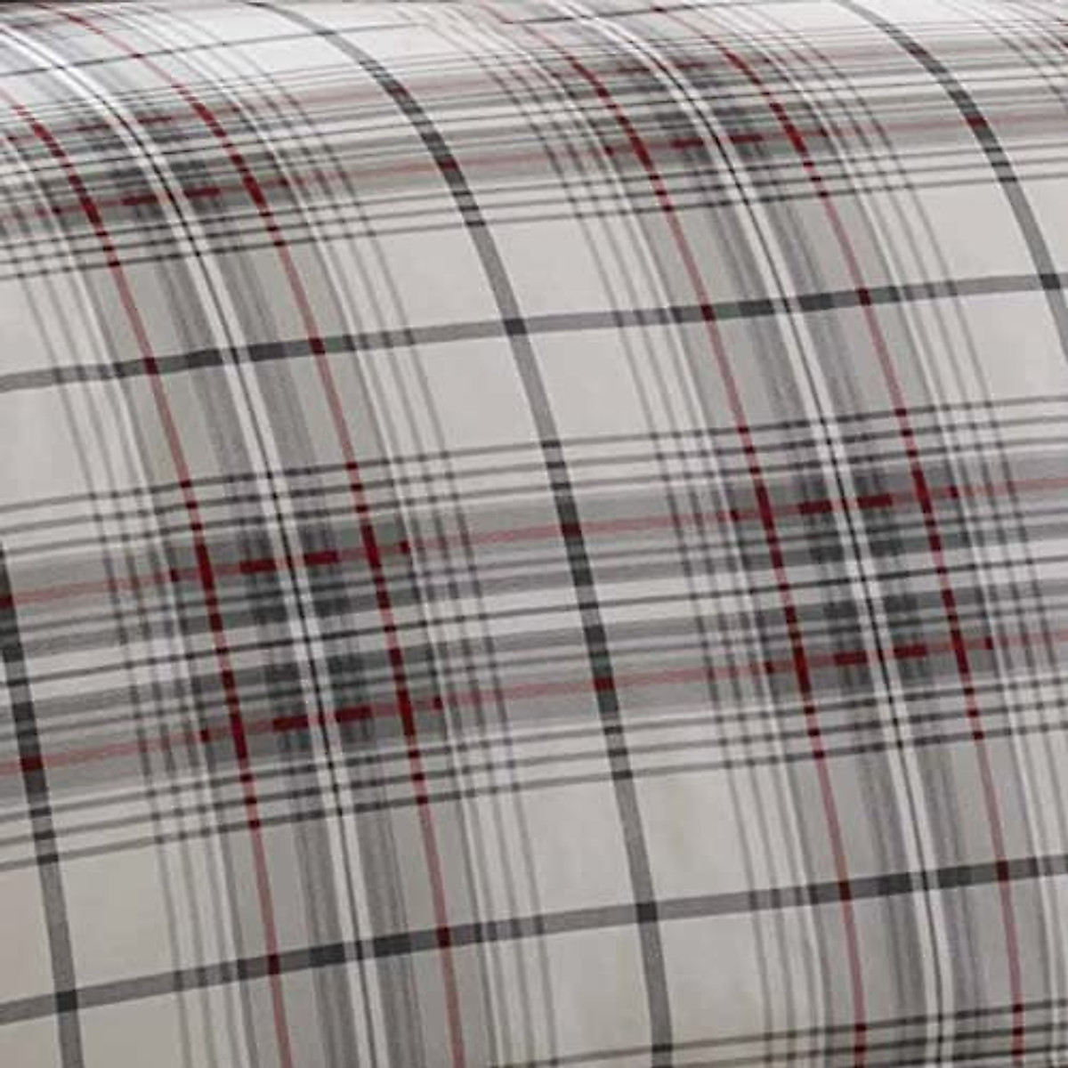 Eddie Bauer - Queen Duvet Cover Set, Cotton Reversible Bedding with Matching Shams, Plaid Home Decor for All Seasons (Alder Charcoal/Red, Queen)