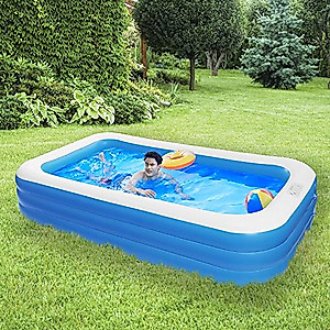 YOUBTQ Inflatable Swimming Pool,Inflatable Swim Pool for Kids, Indoor & Outdoor 120" x 72" x 22" Inflatable Swimming Pool - Wall Thickness 0.3mm for Kids, Adults,Garden, Backyard Water Party Blue