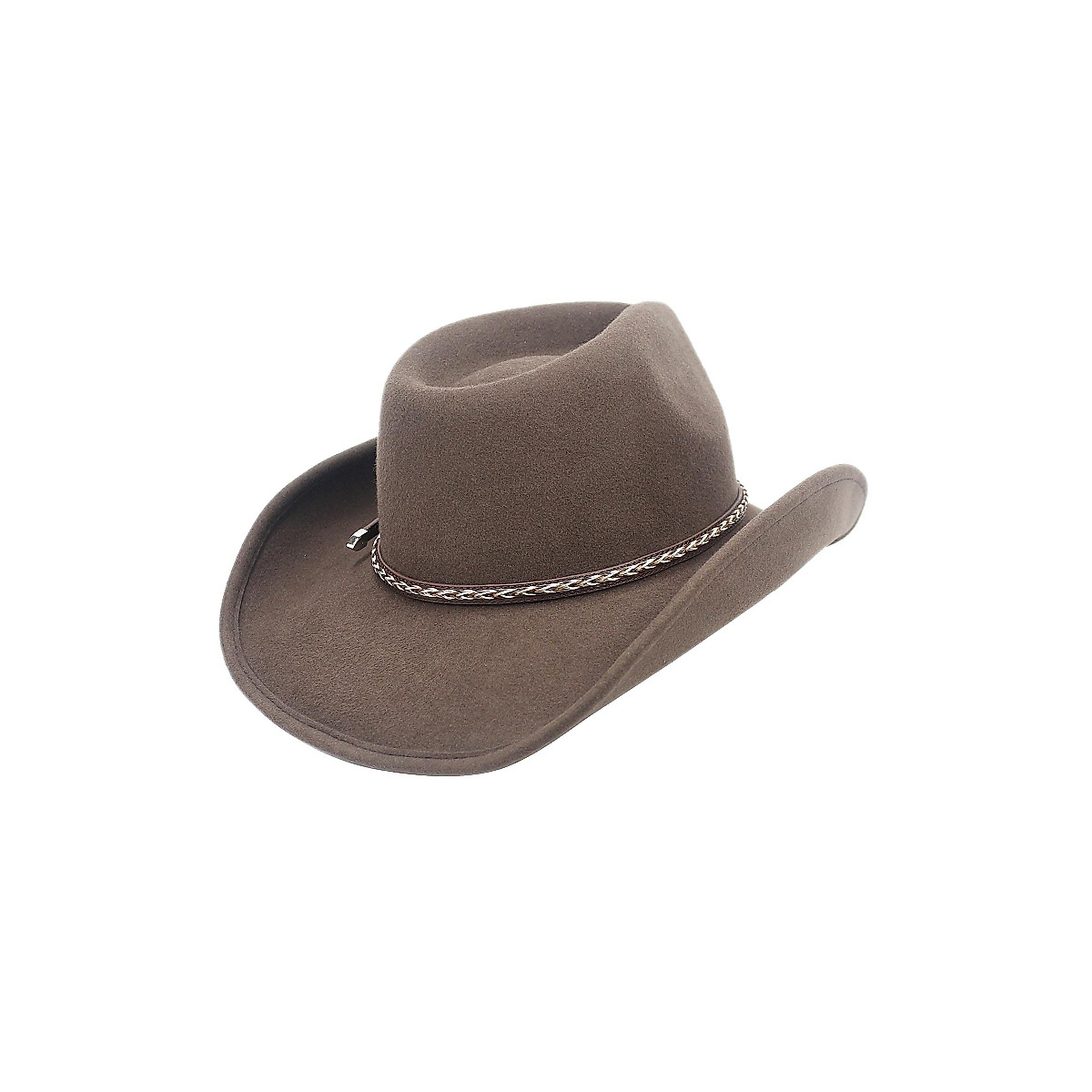 Western Hat Band for Cowboy Hats by Silver Canyon, Brown Leather with Tan, Brown, Natural Braided Horsehair