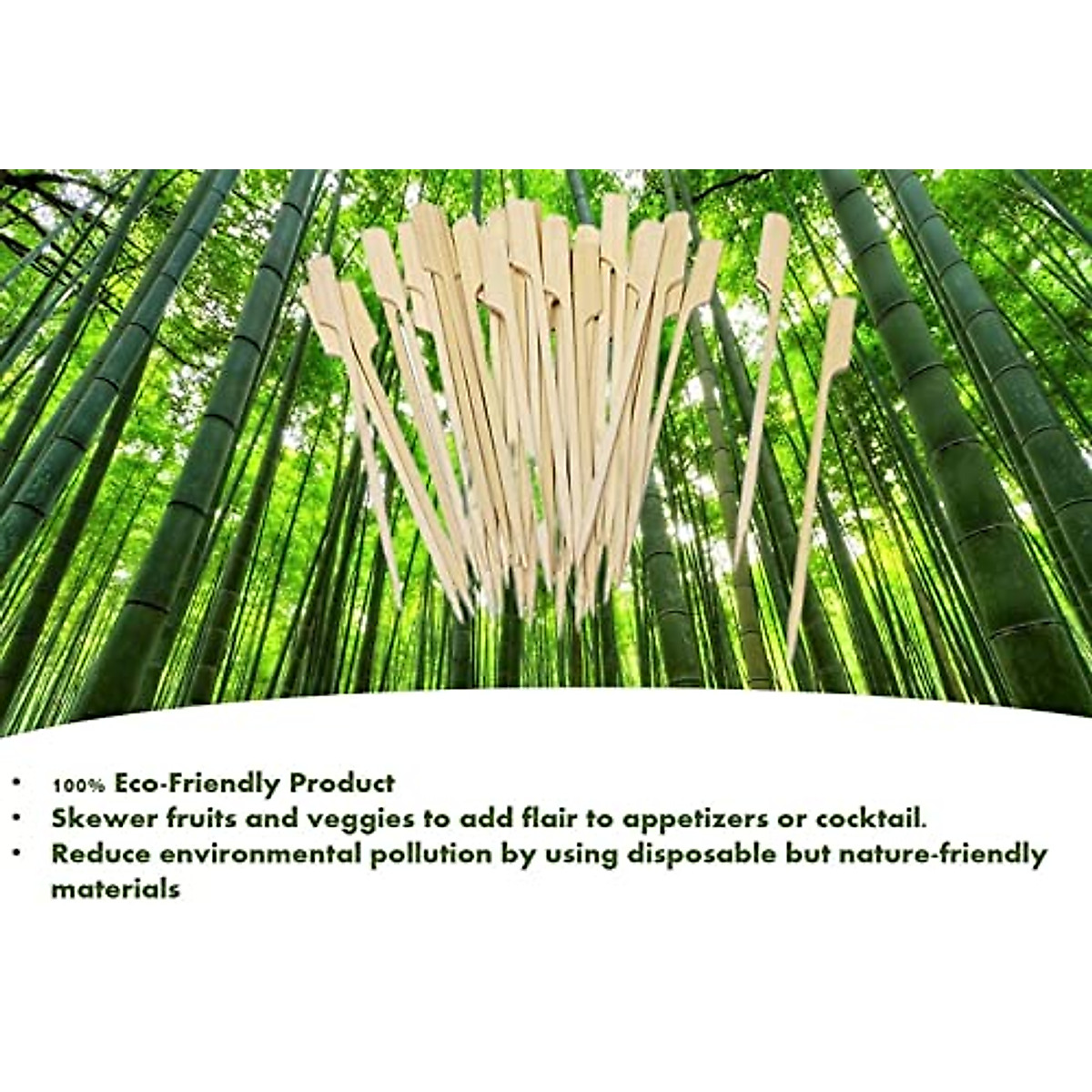 6” inch 100pcs Bamboo Wood Paddle Picks Skewers Toothpicks for Cocktail，Appetizers，Fruit，Sandwich， Snacks, Package of 100 Wooden Paddle Pick Skewer,Party Forks