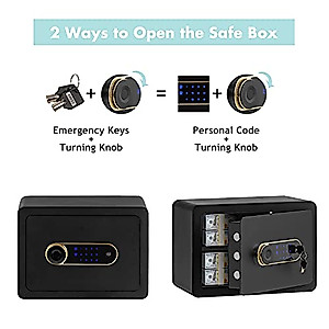 Safstar Security Safe Box, Electronic Solid Steel Safe with Keypad and Inner LED Light for Home, Office, RV Travel, Digital Safe Deposit Box for Cash Documents Jewelry Valuables, 0.5 Cubic Feet