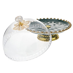 Ipetboom 1 Set Ceramic Cake Pan Food to Rotate Ceramics Dome White