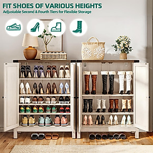 YITAHOME Shoe Cabinet with Doors, Farmhouse 5-Tier Shoe Storage Cabinet for Entryway, Large Capacity Wooden Shoes Rack Organizer for Entryway/Hallway/Closet, Beige