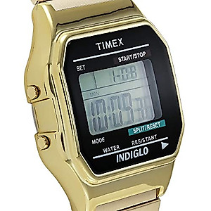 Timex Men's T78677 Classic Digital Gold-Tone Stainless Steel Expansion Band Watch
