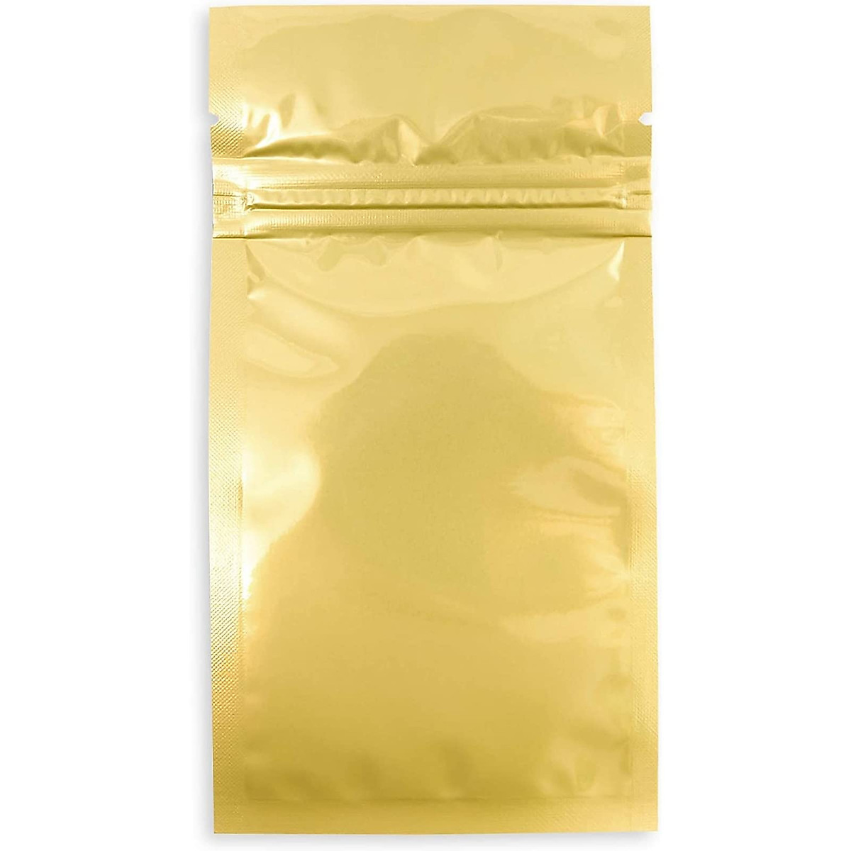 100 Pieces Resealable Smell Proof Bags Foil Pouch Bags, Flat Reclosable Bags for Daily Life or Party Supplies, Gold 3" x 4"