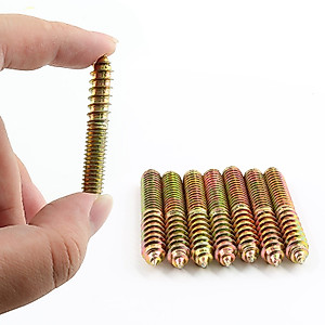 Waziaqoc 8 PCS Hanger Bolts 1/4 x 1-1/2 Inch Double Headed Bolt Self-Tapping Bolts Wood Joint Screw for Furniture
