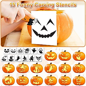XINYA BAO 28 PCS Pumpkin Carving Kit Tools Halloween Professional Heavy Duty Stainless Steel Carve Knife Set with LED Candle Lights, Stencils, Storage Bag, Gifts & Adults DIY Lantern Decorating.