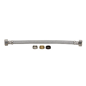 Fluidmaster B4F12U Faucet Connector With Size Adaptors, Braided Stainless Steel - 3/8 Compression, 7/16 Compression, 1/2 Compression or 1/2 F.I.P. Thread x 1/2 F.I.P. Thread, 12-Inch Length