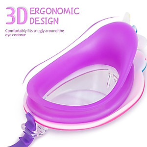 foci cozi 8PCS Unicorn Kids Swim Goggles Set,FOZI COZI Swim Goggles for Kids 6-14,Kids Goggles for Swimming 4-7(Includes Swim Cap,Nose Clip,Earplugs & Storage Bag) (FC-052023-001)