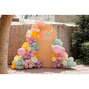 JOGAMS Pastel Daisy Balloon Garland Arch Kit,180Pcs Flower Balloon Arch Kit with Pastel Daisy Balloons for Daisy Theme Birthday Baby Shower Wedding Groovy Party Decorations for Girl