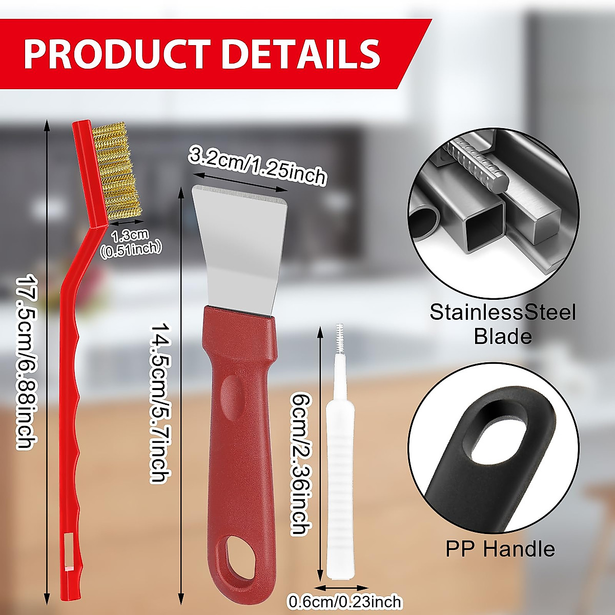 Amaxiu 15Pcs Kitchen Stove Cleaning Brush + Scraper Tool Set, Cleaning Scraper Heavy Duty Scrape Stainless Steel Brass Nylon Brush for Range Hood Grease Grimefor Gas Burners Cooktop Pot Pan