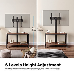 FITUEYES Wood TV Stand with Mount for 32-55 inch TVs, 2 Tier Entertainment Center with Storage for Bedroom & Corner, Tall Wooden TV Mount Stands & Metal Mount - Max Load 77lbs for Flat Screen