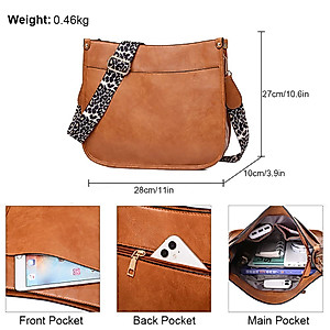 Crossbody Bags for Women Leather Hobo Handbag Trendy Crossbody Purses Shoulder Bucket Bag with Adjustable Guitar Strap