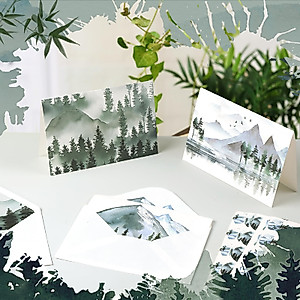 Zhanmai 100 Set Thank You Cards for Gratitude with Envelopes Stickers Bulk 4 x 6 Inch Watercolor Forest Employee Recognition Colorful Greeting Note Card Neon Appreciation Postcard (Watercolor Forest)