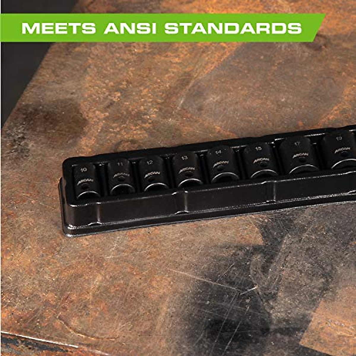 ARCAN PROFESSIONAL TOOLS 3/8 Inch Drive Impact Socket Set, Metric, 10mm - 19mm, Cr-V, 8-Piece (AS2388M)