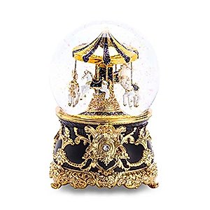 music Box Music Box - Horse Snowglobe Anniversary Christmas Birthday Gift for Wife Daughter Girlfriend Girl Wind Up Clockwork Musical Box Music box (Color : Black)