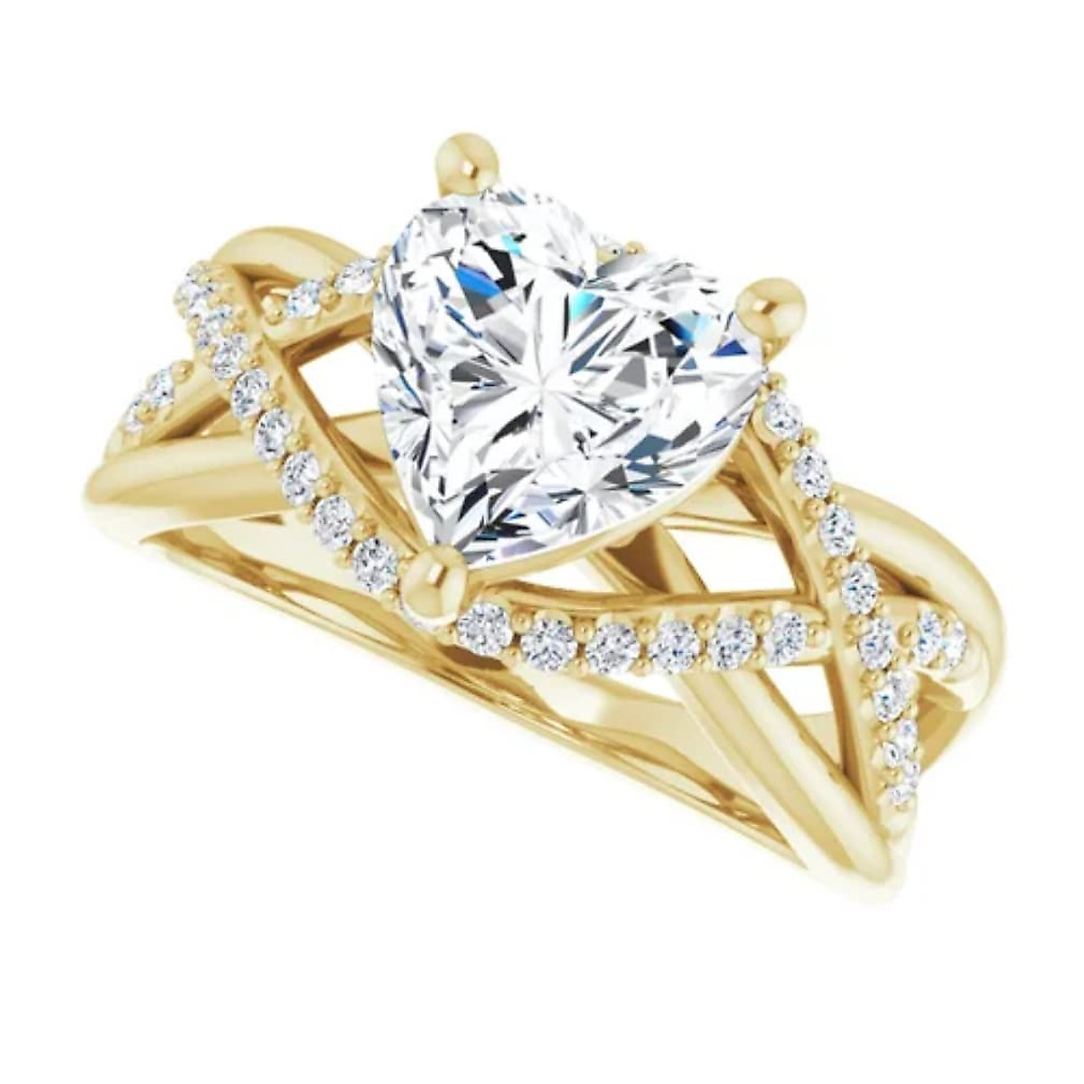 Handmade 18K Gold 2 CT Heart Cut VVS1 Colorless Moissanite Engagement Rings for Women Bridal Set Moissanite Wedding Rings for Gifts (Yellow Gold, 7.5)