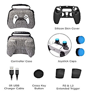 BLUEDLUXO Ps5 accessory, Ps5 controller case, Ps5 carrying case, Ps5 controller grip, Ps5 controller skin, Ps5 bag travel carry case, Ps5 controller mod, Ps5 controller thumb grip, Dualsense shell