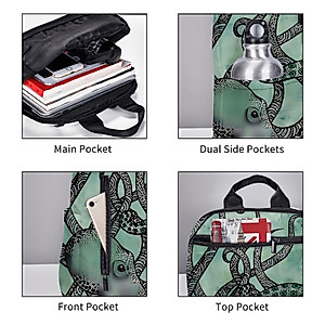 DEHIWI Green Octopus Casual Backpack Bag Lightweight Laptop Bag Travel Laptop Backpack For Women Men