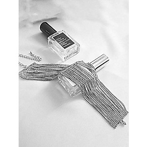 Nicute Layered Rhinestone Choker Sparkly Crystal Necklace Diamond Statement Necklace Jewelry for Women (Silver)