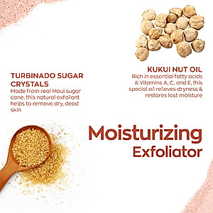 Vegan Brown Sugar Body Scrub: Moisturizing Exfoliator for Dry Skin - Women's Body Care - Made with Hawaiian Raw Cane Sugar and Kukui Oil - Made in the USA - 150g