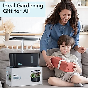 iDOO Hydroponics Growing System, 5-Pod Mini Indoor Herb Garden with Sprouter Tray, Sprouts Growing Kit for Cat Grass, LED Grow Light, Auto-Timer, Pump, Plant Germination Kit, Hydrophonic Planter Gift