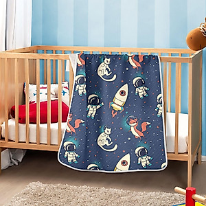 WELLDAY Baby Blanket for Boys Girls - Cute Cosmic Pattern Blankets, Unisex Soft and Comfor Children Blanket for Children Sound Sleep Boys and Girls Gifts 30 x 40 Inch