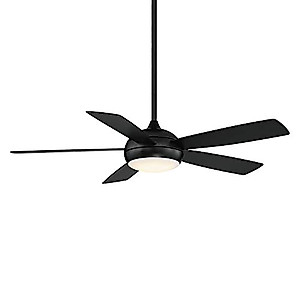 WAC Smart Fans Odyssey Indoor and Outdoor 5-Blade Ceiling Fan 54in Matte Black with 3000K LED Light Kit and Remote Control works with Alexa and iOS or Android App
