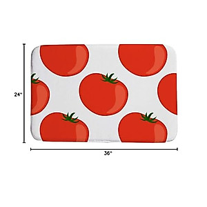 ZHONGJI Bath Mat Bath Rug Floor Mats Non-Slip Memory Foam Soft Rubber Back ﻿Bright Red Tomatoes Dry Fast Machine Washable Hotel Bathroom 36 x 24 Inch