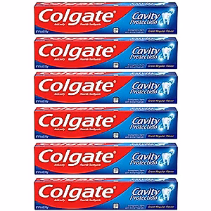 Colgate Cavity Protection Toothpaste with Fluoride, Great Regular Flavor, 6 Ounce (Pack of 6)
